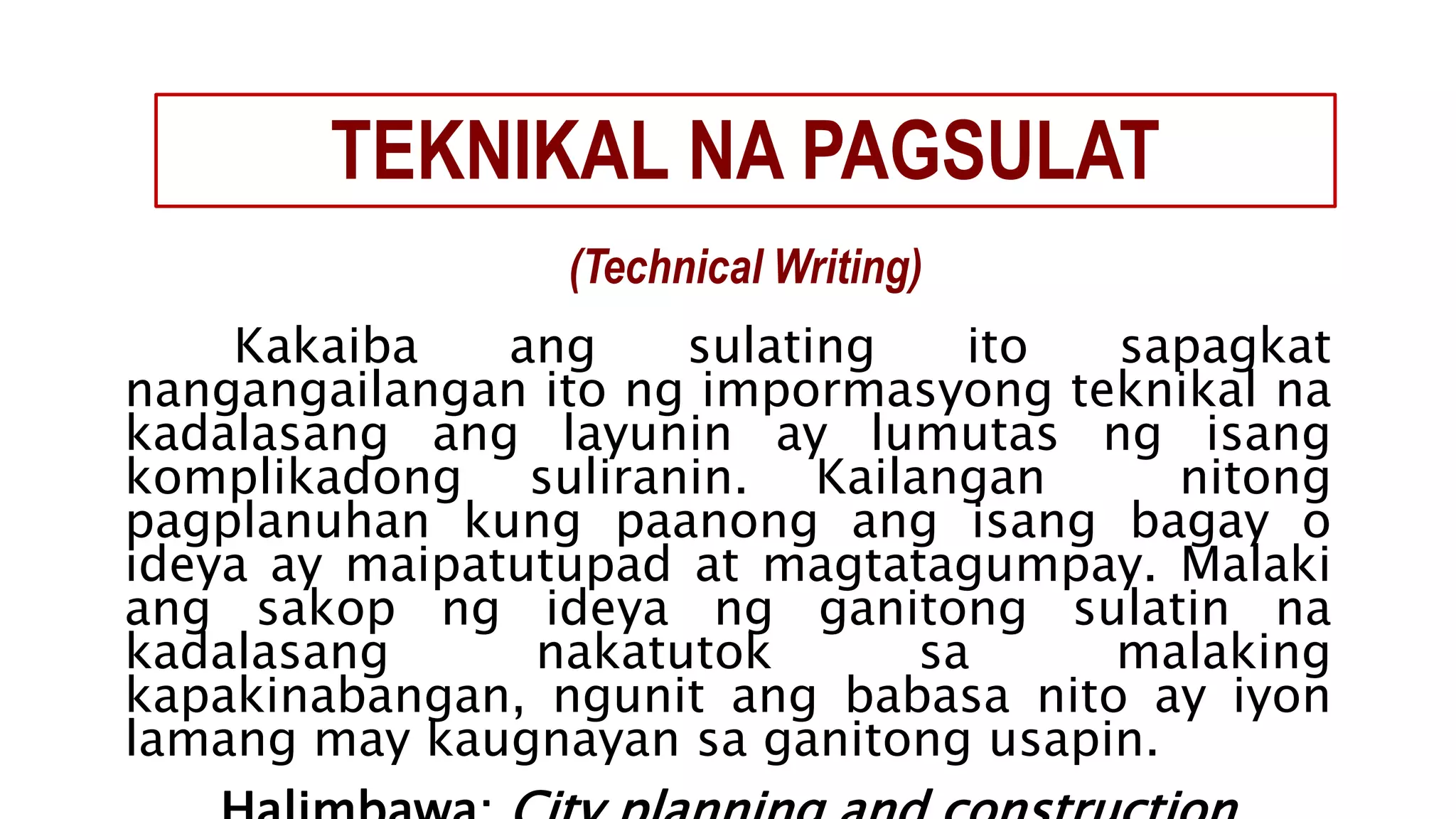 ARALIN 1.2 - MGA HAKBANG SA PAGSULAT, URI NG PAGSULAT AT MGA BAHAGI NG ...