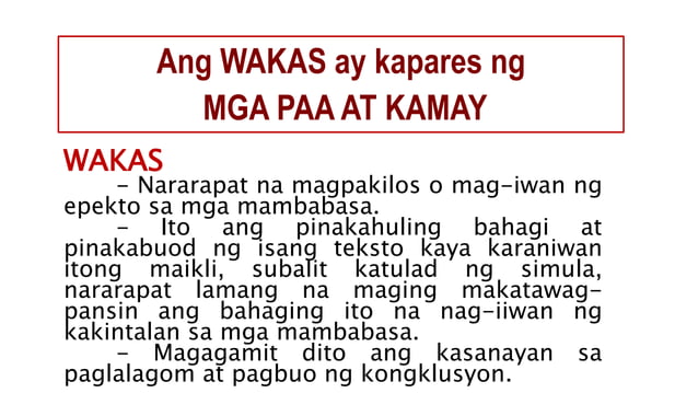 ARALIN 1.2 - MGA HAKBANG SA PAGSULAT, URI NG PAGSULAT AT MGA BAHAGI NG ...