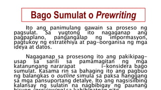 ARALIN 1.2 - MGA HAKBANG SA PAGSULAT, URI NG PAGSULAT AT MGA BAHAGI NG ...