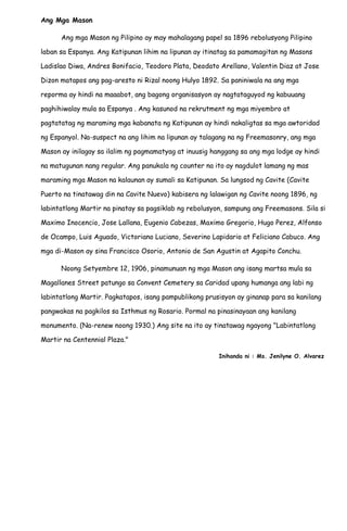 ARALIN 1. Babasahin Hingil sa Kasaysayan ng Pilipinas:Pag- aalsa sa ...