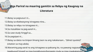 ARALIN 1- PAGSULAT NG KAUGNAY NA LITERATURA AT PAG AARAL.pptx ...
