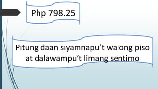 ARALIN 10 PAGBASA AT PAGSULAT NG PERA SA SIMBOLO AT SALITA.pptx