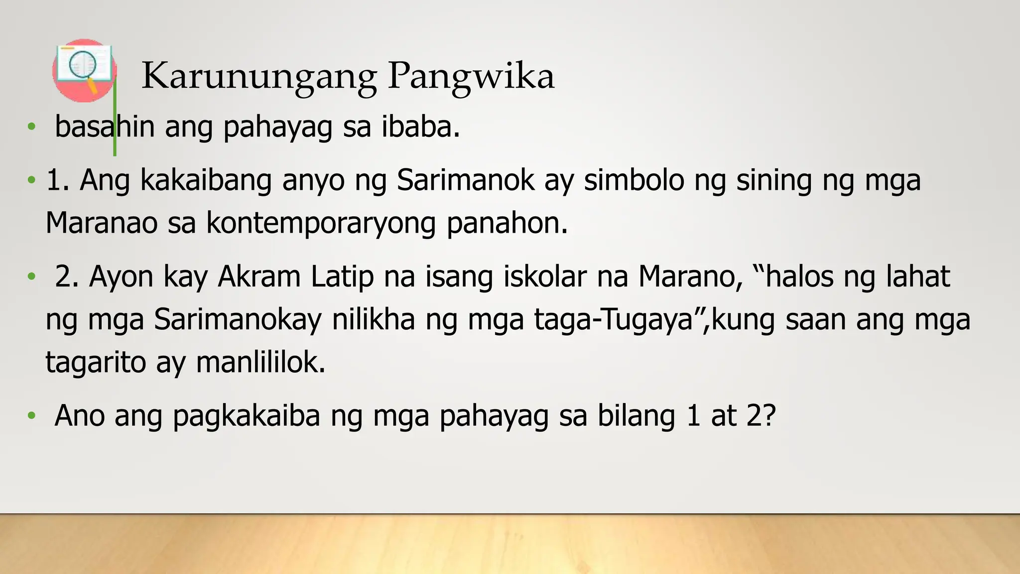 Grade 7; filipino lesson: Aralin 1 Ang Alamat ng Sarimanok.pptx