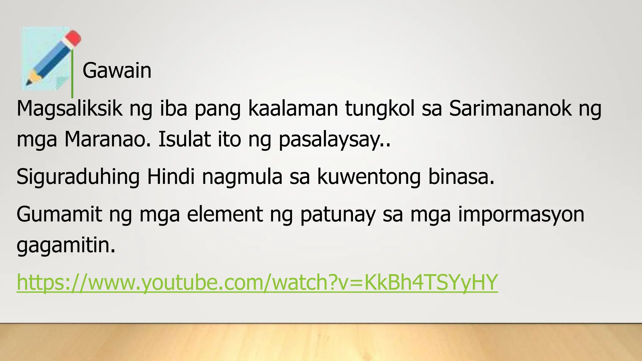Grade 7; filipino lesson: Aralin 1 Ang Alamat ng Sarimanok.pptx