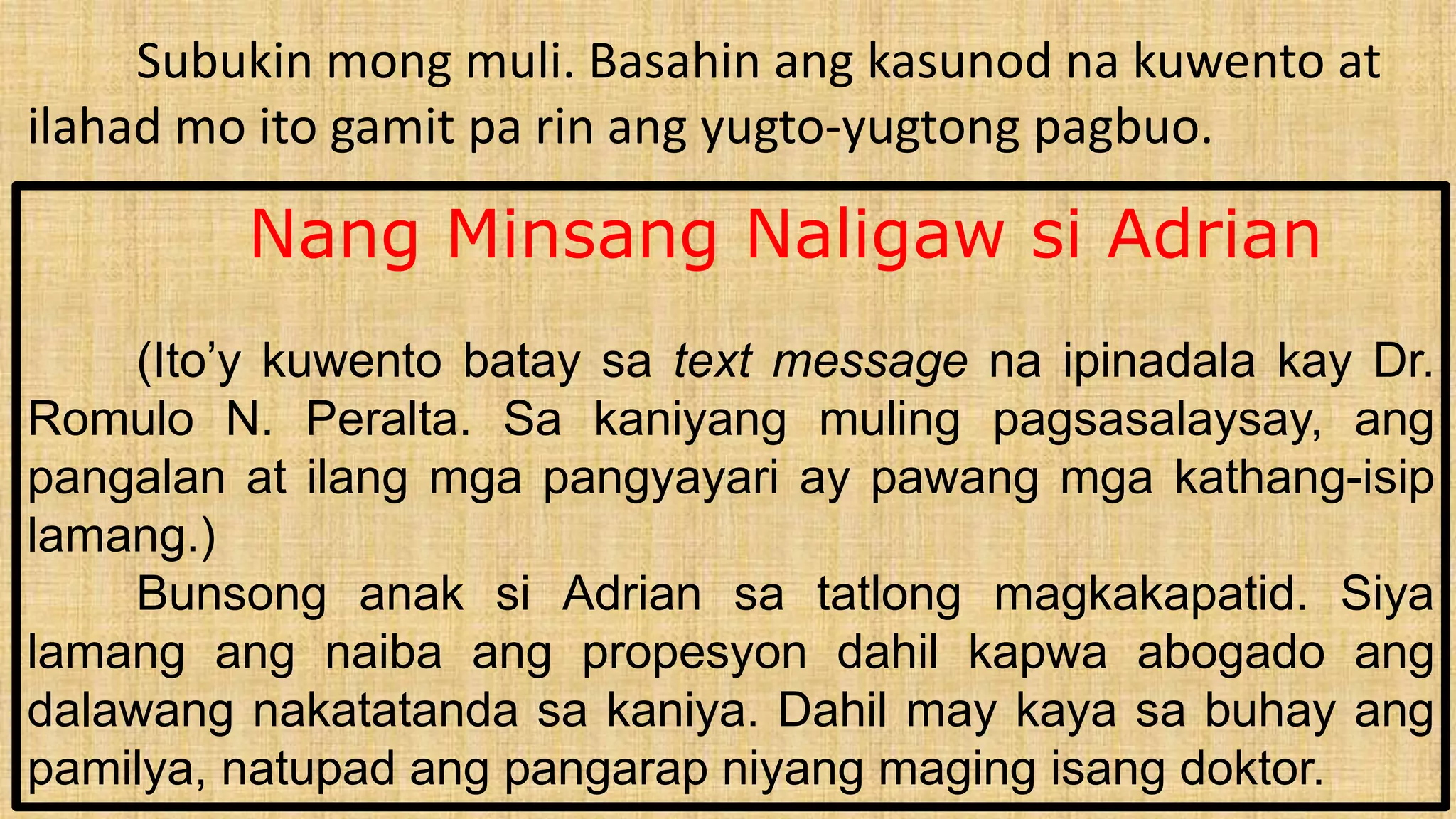 Aralin 1, ang ama, grade 9 | PPTX