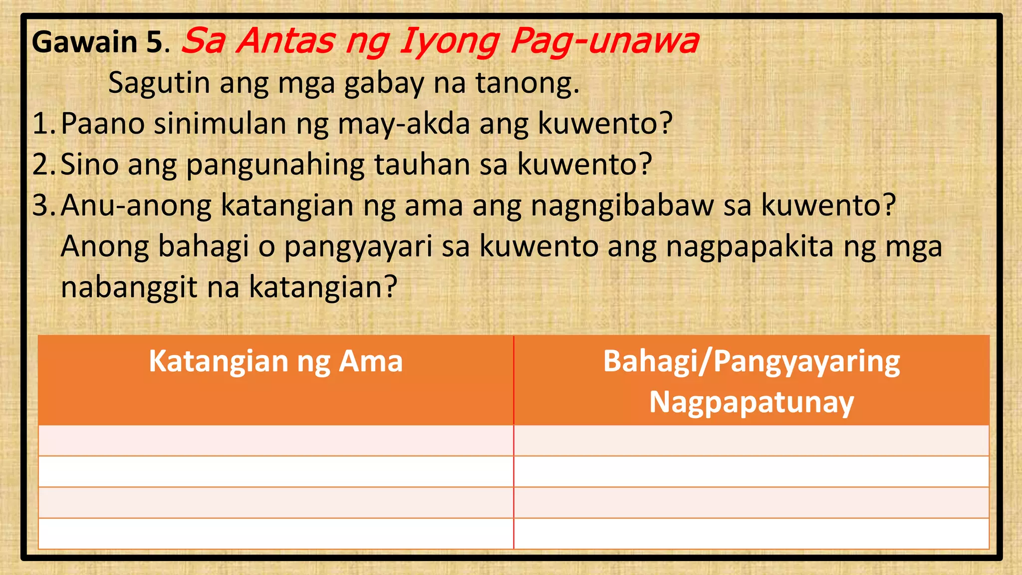 Aralin 1, ang ama, grade 9 | PPTX