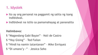 Aralin 1 Barayti ng Wika | PPTX