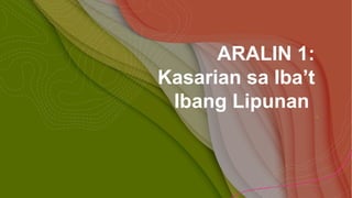 pAUNANG pAGTATAYA HINGGIL SA pAKSA SA aSIGNATURANG aRANLING pANLIPUNANptx | PPTX