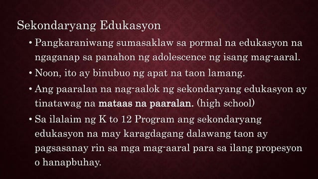Ang Sistema ng Edukasyon sa Pilipinas | PPTX