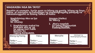 ARALIN 1 TANKA AT HAIKU - PANITIKAN NG HAPON | PPTX