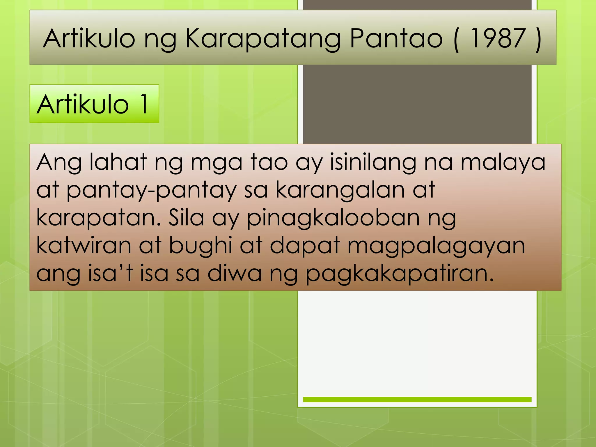 Aralin 2. karapatang pantao ( 1987 ) | PPTX