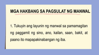 Pagbuo ng Manwal, Bahagi ng Manwal, Layunin | PPTX