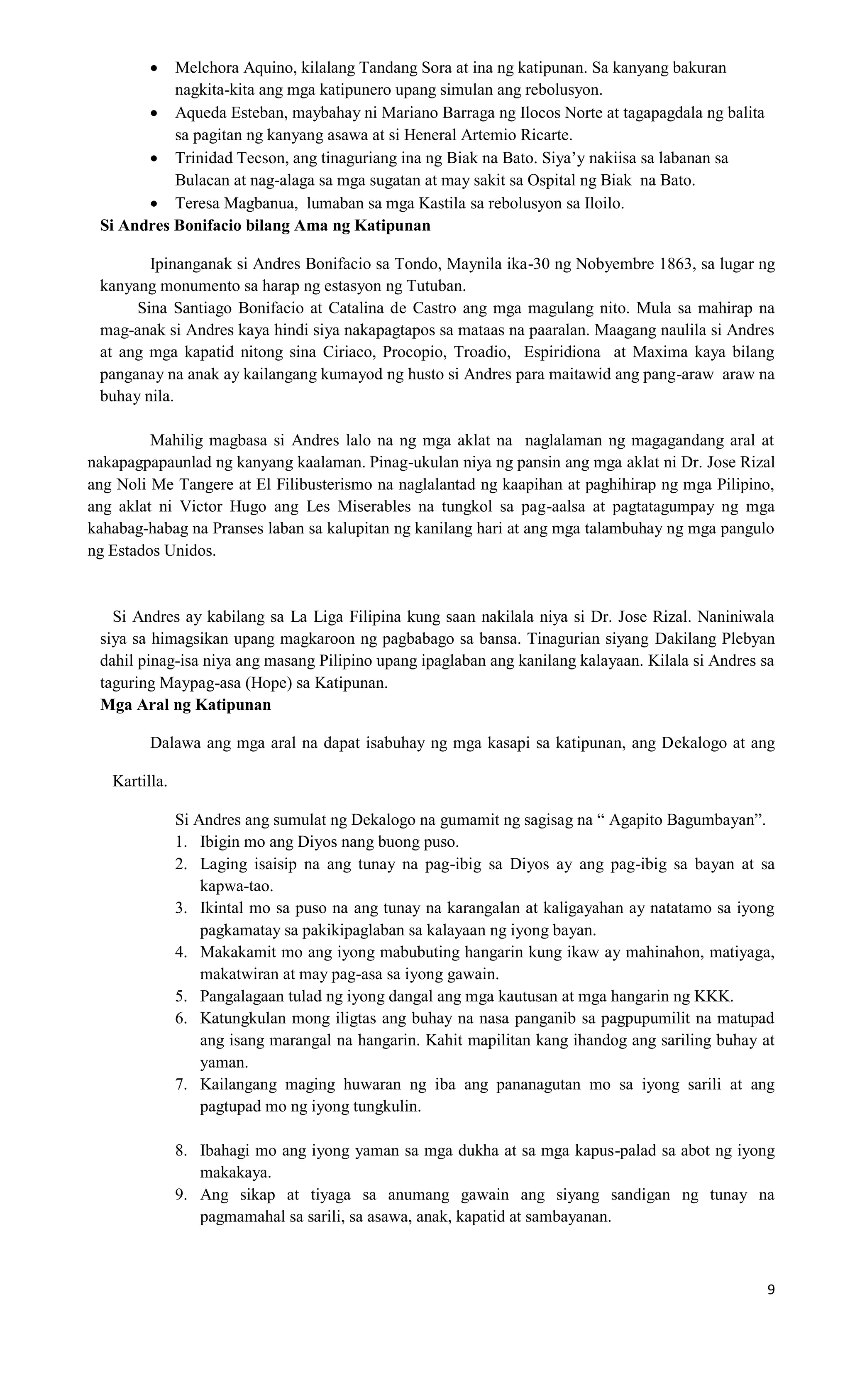 Araling Panlipunan 6 Hand out- Mga Pangyayari sa Pag-Usbong ng ...