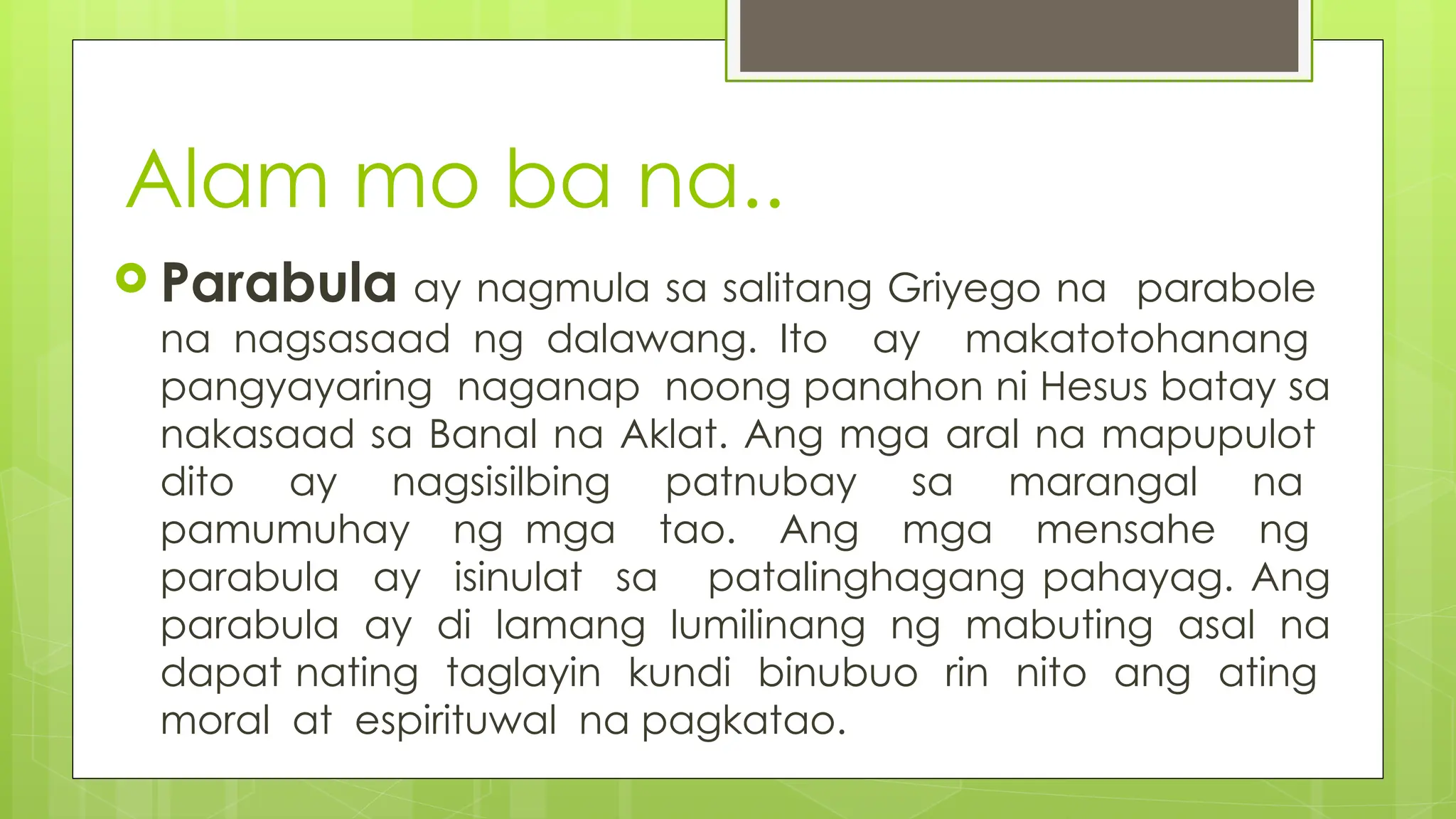 Aralin 2-ANG TALINGHAGA TUNGKOL SA MAY-ARI NG UBASAN.pptx