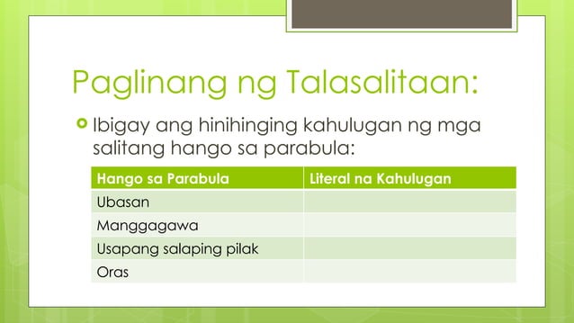 Aralin 2-ANG TALINGHAGA TUNGKOL SA MAY-ARI NG UBASAN.pptx