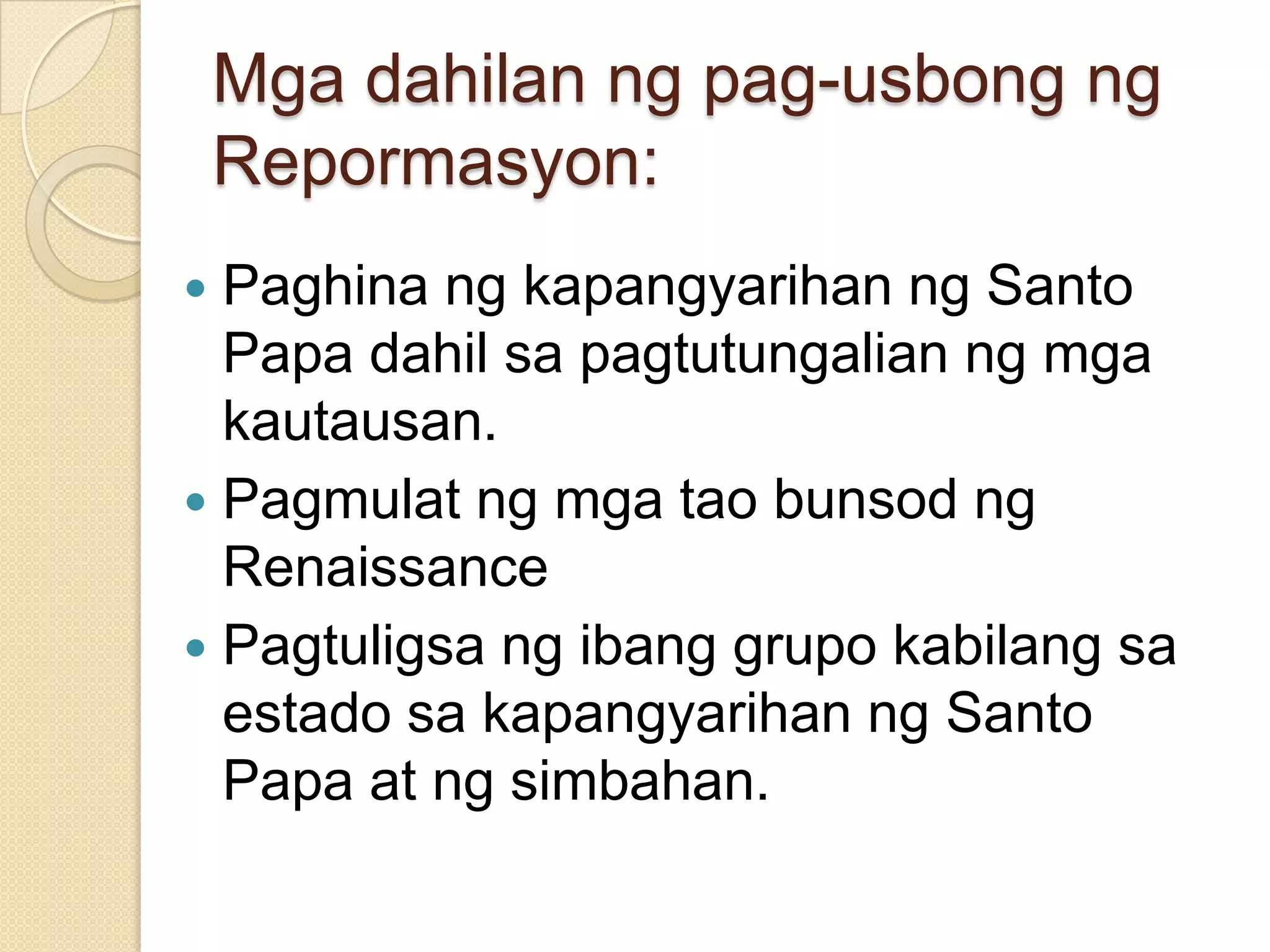 Aralin 23 repormasyon at kontra repormasyon (3rd yr.) | PPTX