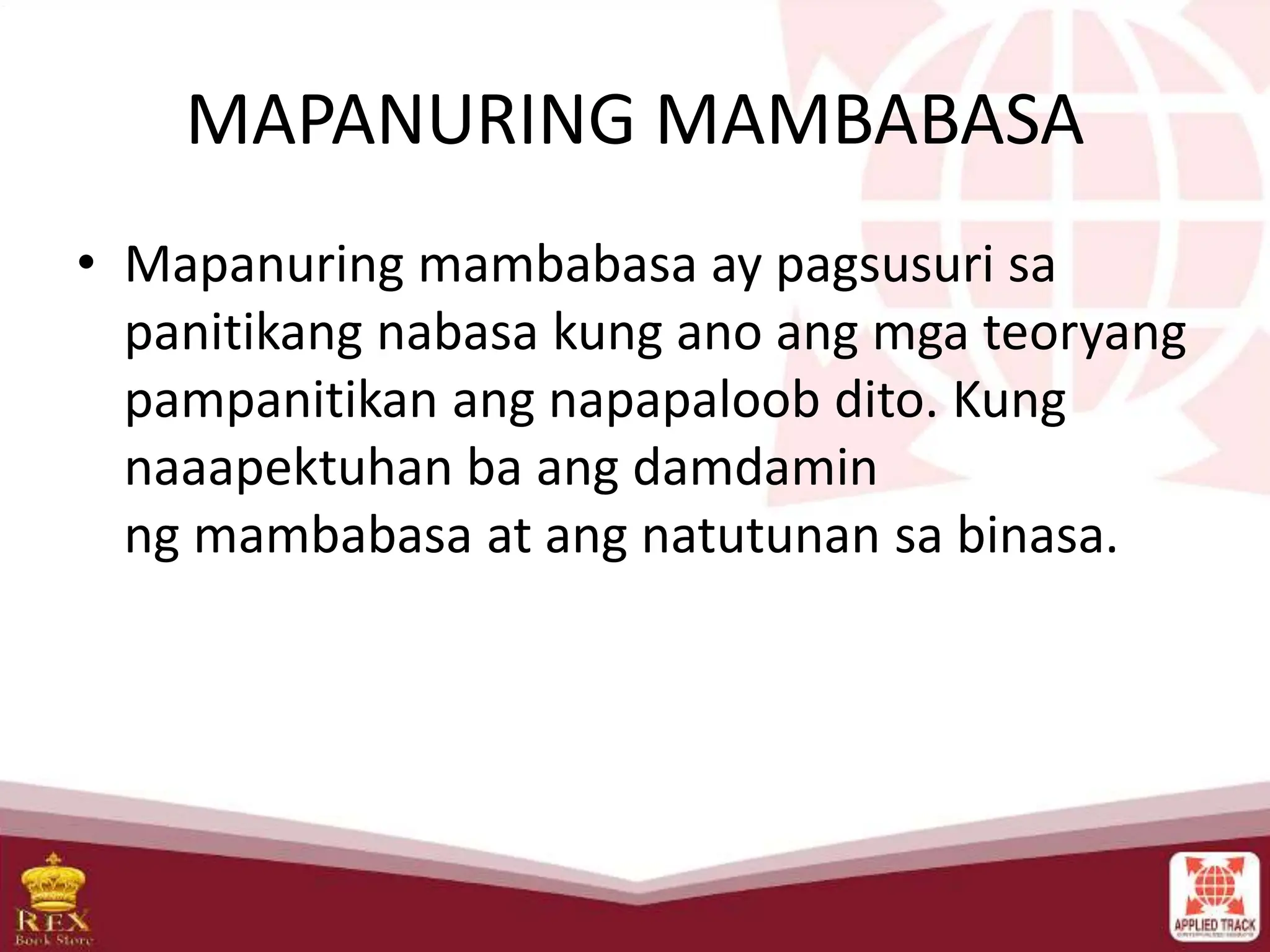 Mapanuring Pagbasa sa Akademya: Pagbuo ng Tala-Basa o Reader-Response ...