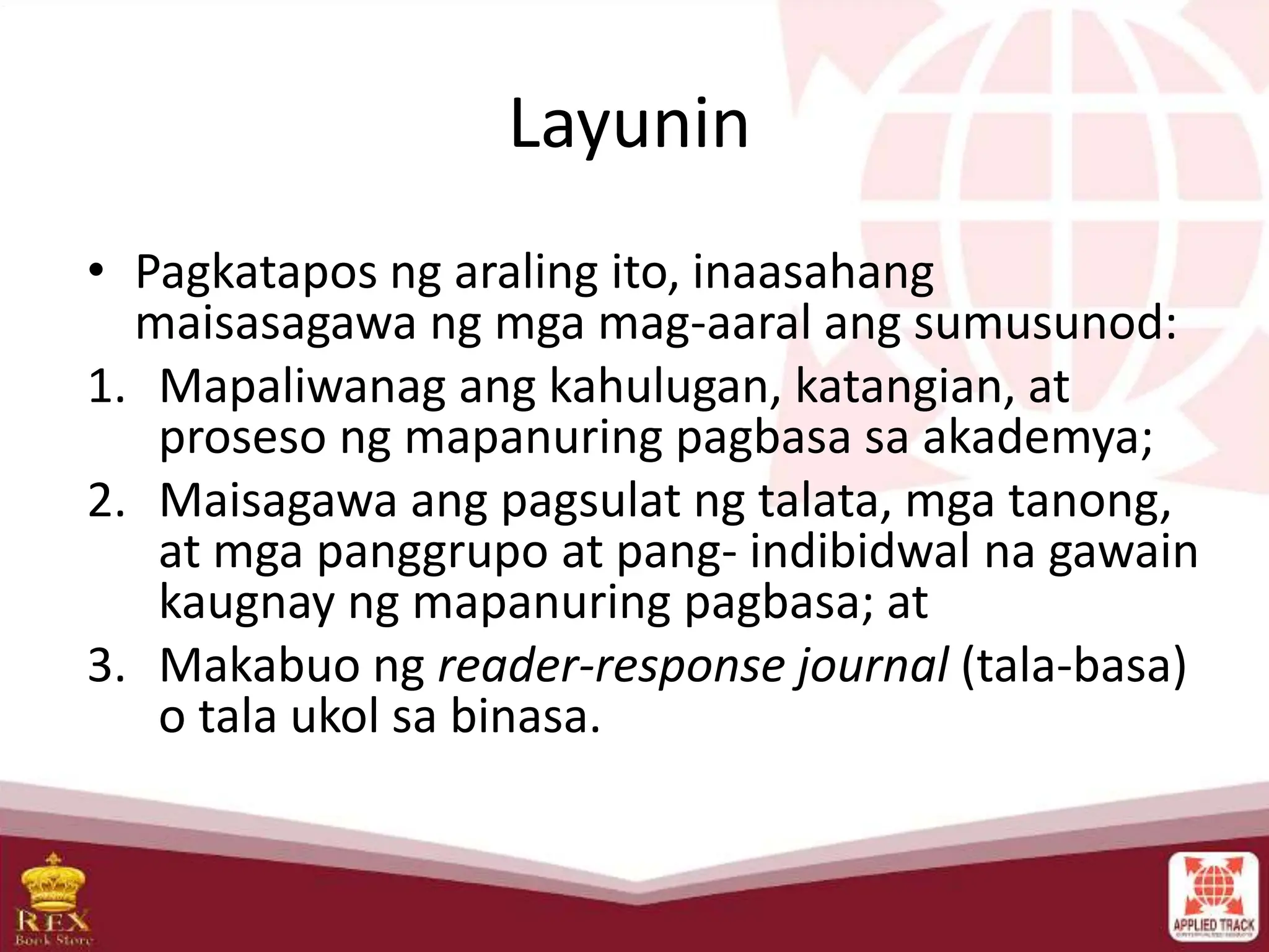 Mapanuring Pagbasa sa Akademya: Pagbuo ng Tala-Basa o Reader-Response ...