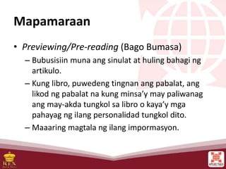 Mapanuring Pagbasa sa Akademya: Pagbuo ng Tala-Basa o Reader-Response ...