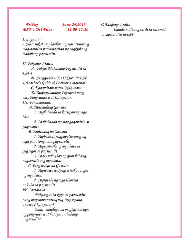 Aralin 2 pagiging matiyaga uugaliin ko! | DOCX