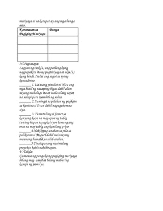 Aralin 2 pagiging matiyaga uugaliin ko! | DOCX