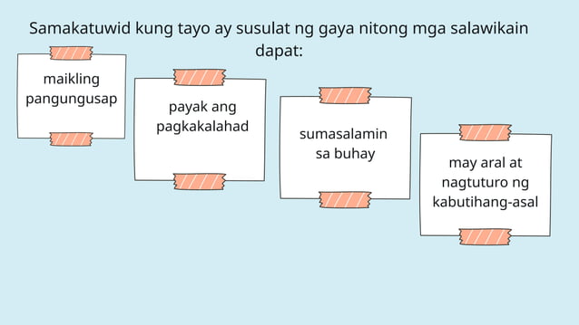 Aralin 3 Pagsulat ng sariling salawikain, sawikain, bugtong at kasabihan.pptx