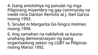 Kasarian sa ibat ibang Lipunan mga miyembro ng LGBTQ | PPTX