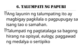 ARALIN 3 - TALUMPATI at mga iba't ibang URI nito | PPTX