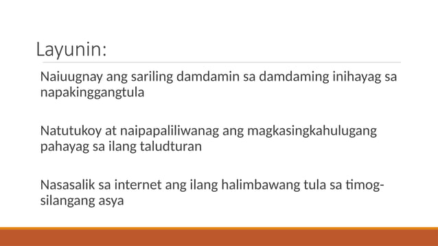 Aralin 3 filipino 9 ang puting kalapati ni | PPTX