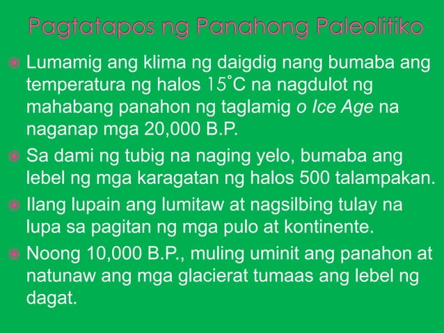 Aralin 4: panahong paleolitiko at neolitiko | PPTX