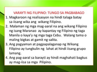 Baryasyon at Barayti ng wika | PPTX