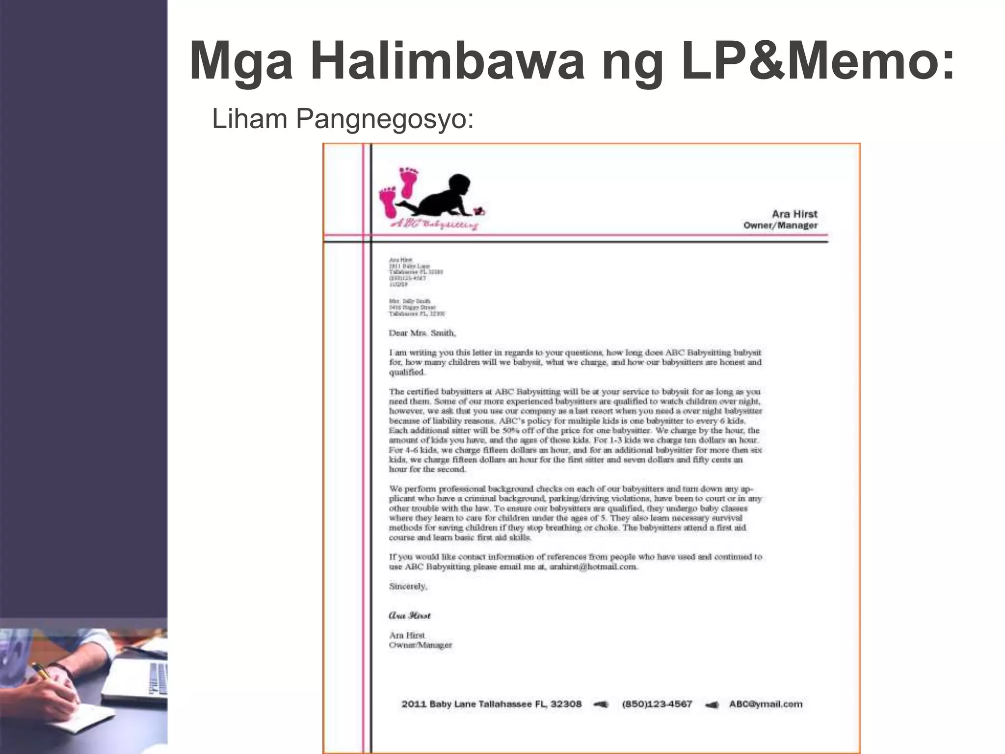 Aralin 4 Liham Pangnegosyo & Memorandum | PPTX