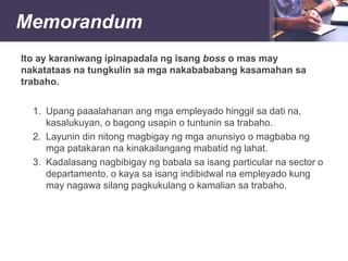 Aralin 4 Liham Pangnegosyo & Memorandum | PPTX