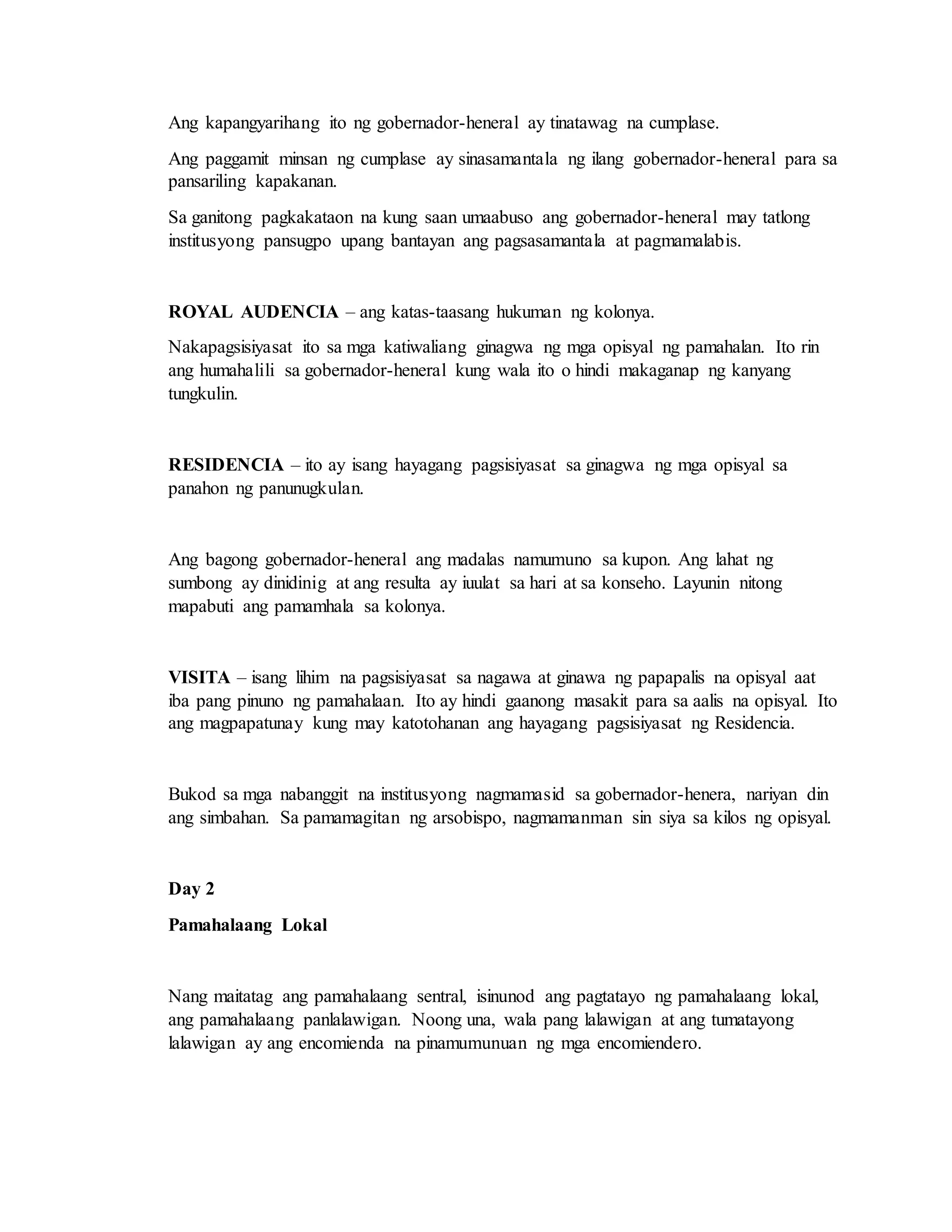 Lesson Plan - Aralin 5 Paraan ng Pamamahala ng mga Espanyol sa Bansa | DOCX