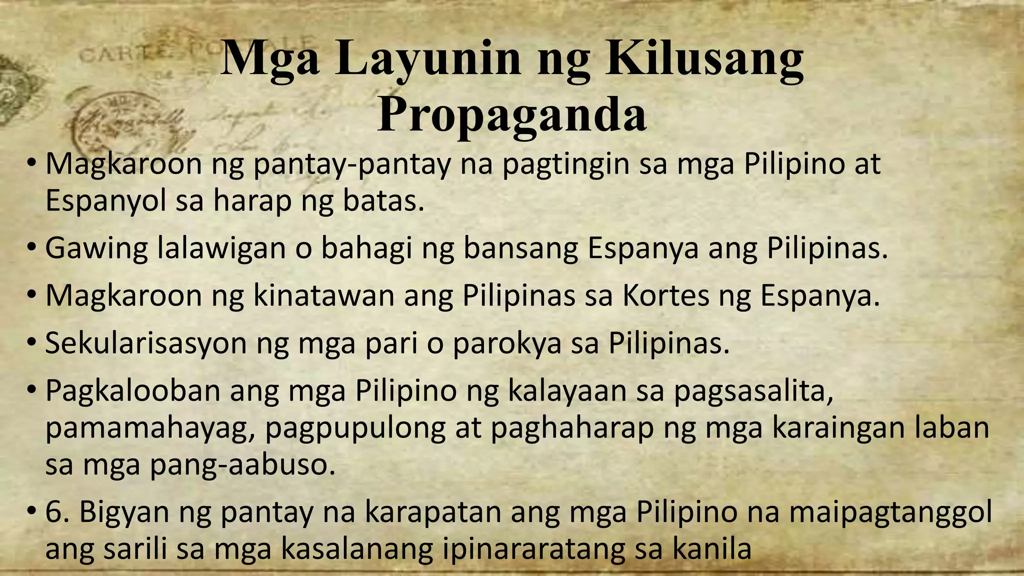 Aralin 5 Ang Pagkilos ng mga Ilustrados at Ang Kilusang Propaganda by ...