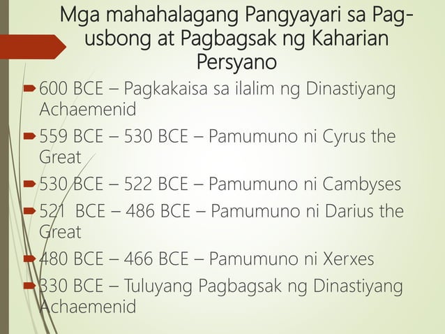 Aralin 5 kahariang persyano | PPT