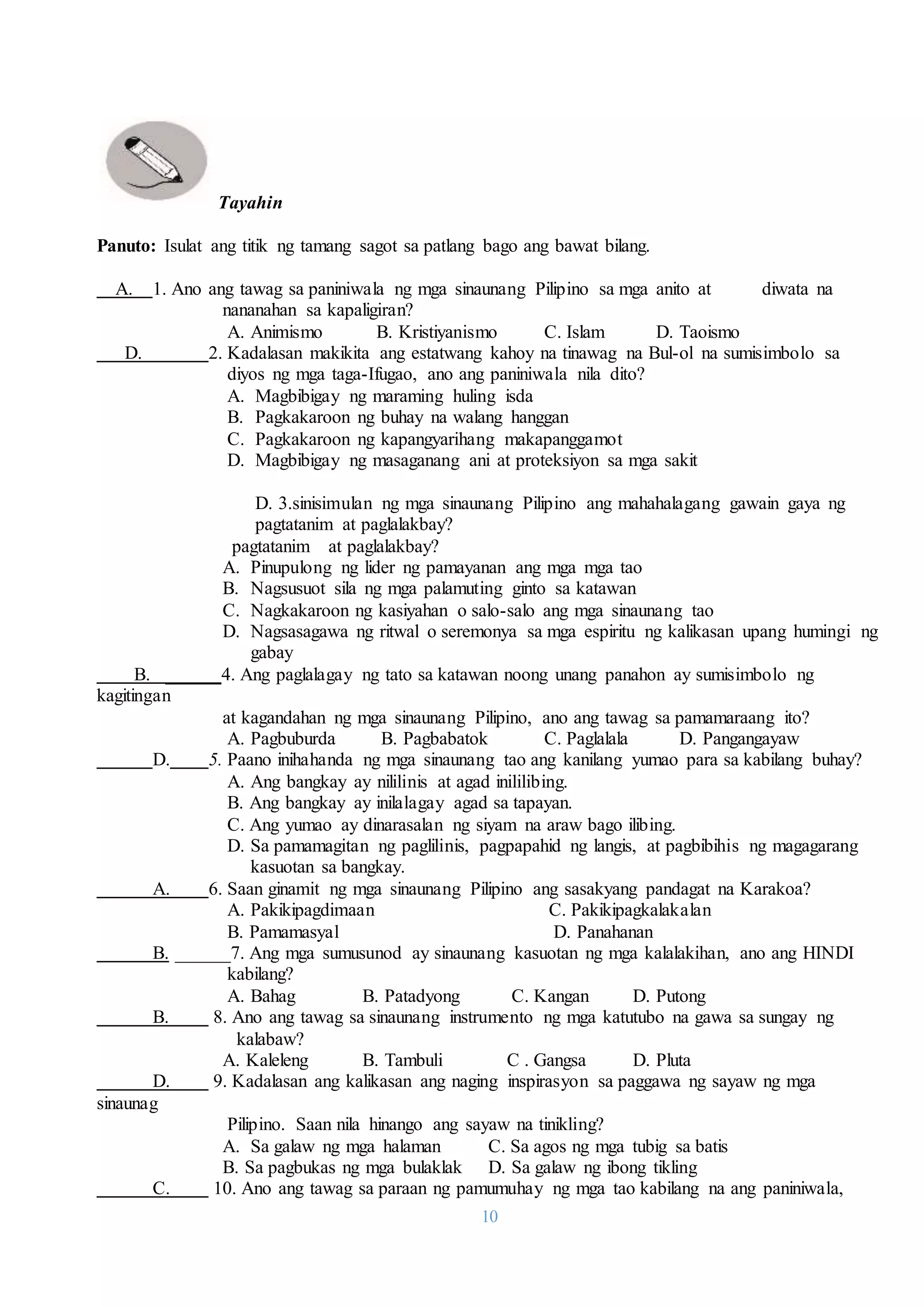 Sosyo - Kultural na Pamumuhay ng mga Sinaunang Tao | DOCX