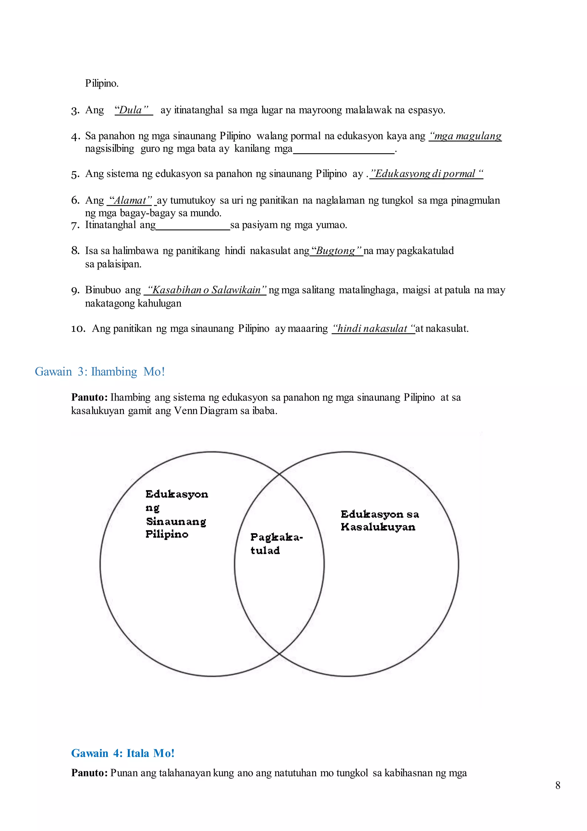 Sosyo - Kultural na Pamumuhay ng mga Sinaunang Tao | DOCX