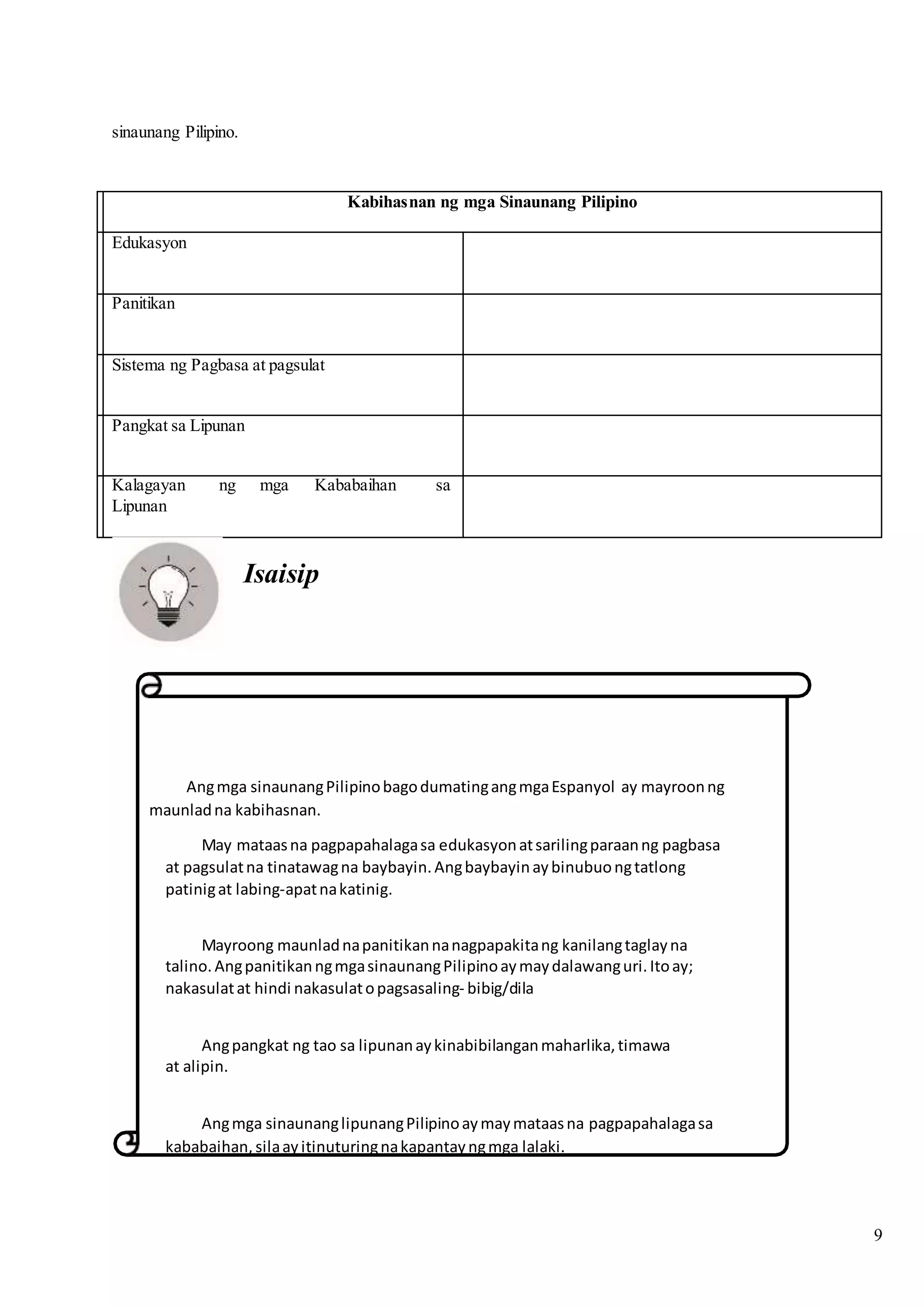 Sosyo - Kultural na Pamumuhay ng mga Sinaunang Tao | DOCX