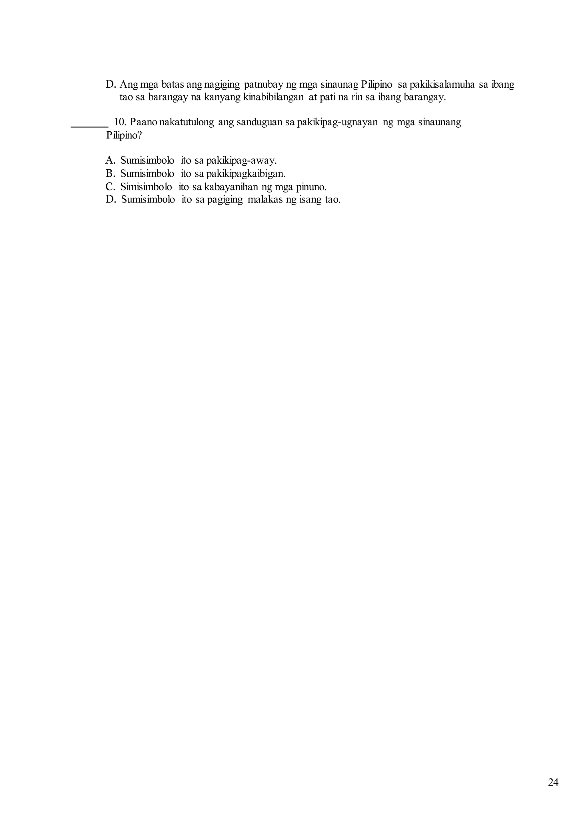 Sosyo - Kultural na Pamumuhay ng mga Sinaunang Tao | DOCX