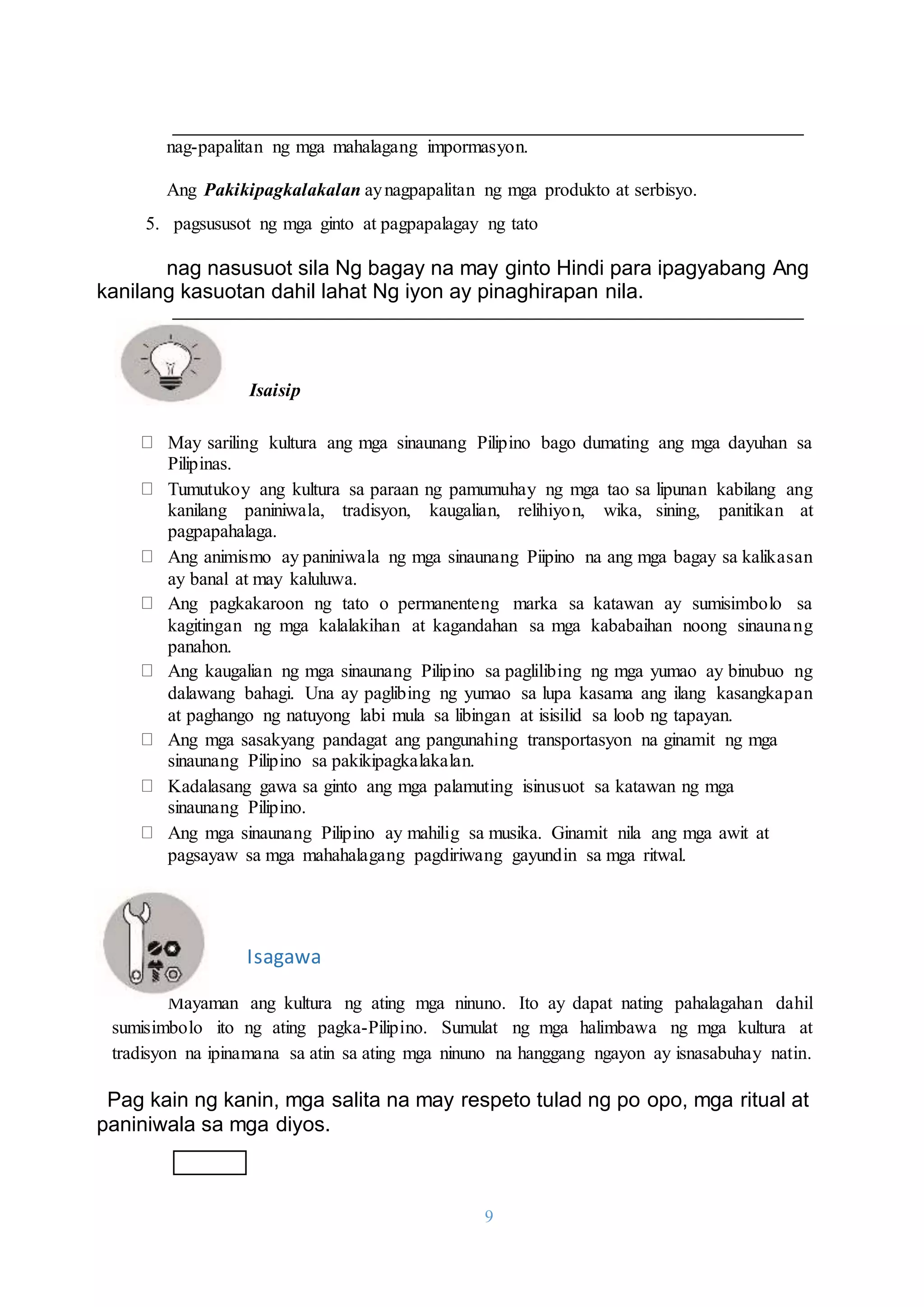 Sosyo - Kultural na Pamumuhay ng mga Sinaunang Tao | DOCX