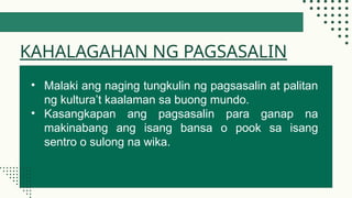 Aralin 6 Pagsasalin ng Piling Tekstong Makabuluhan sa Dalumat ng/sa ...