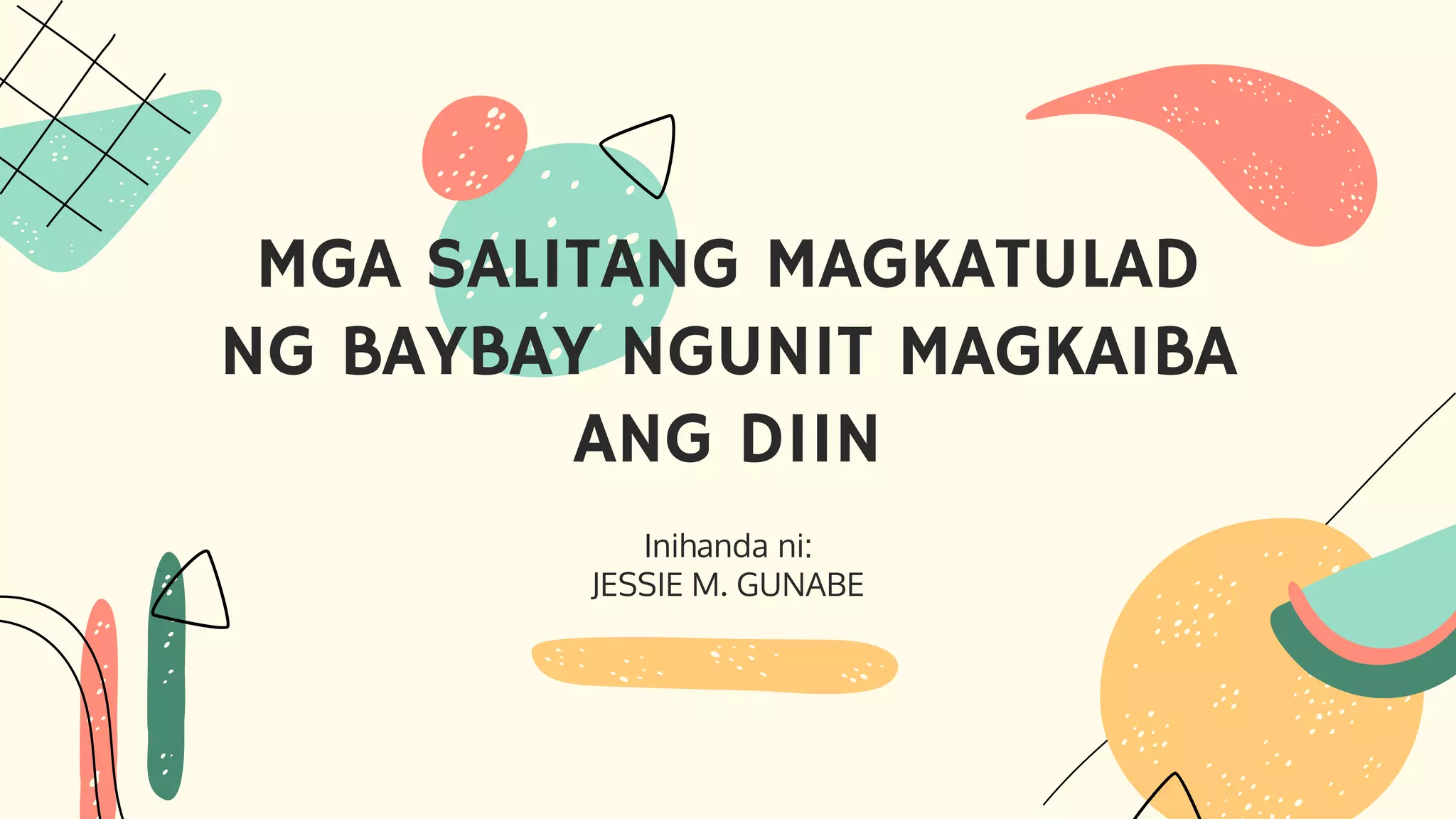 Aralin 6 mga salitang magkatulad ng baybay ngunit magkaiba ng diin | PPTX