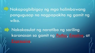phatic, emotive at expressive na gamit ng wika | PPTX