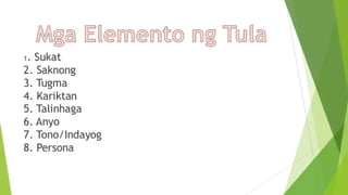 ARALIN 6: TULA AT ELEMENTO NG TULA (PANITIKANG ASYANO 9 | PPTX