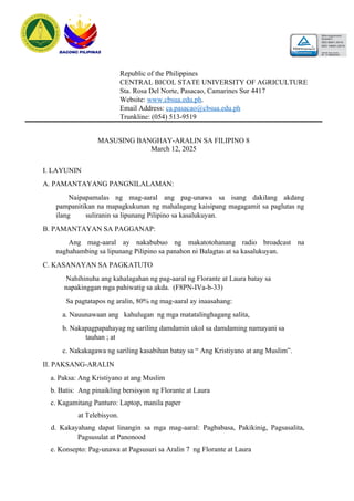 ARALIN 7 LP.docx BASED FILIPINO GRADE 8 Florante at laura | DOCX