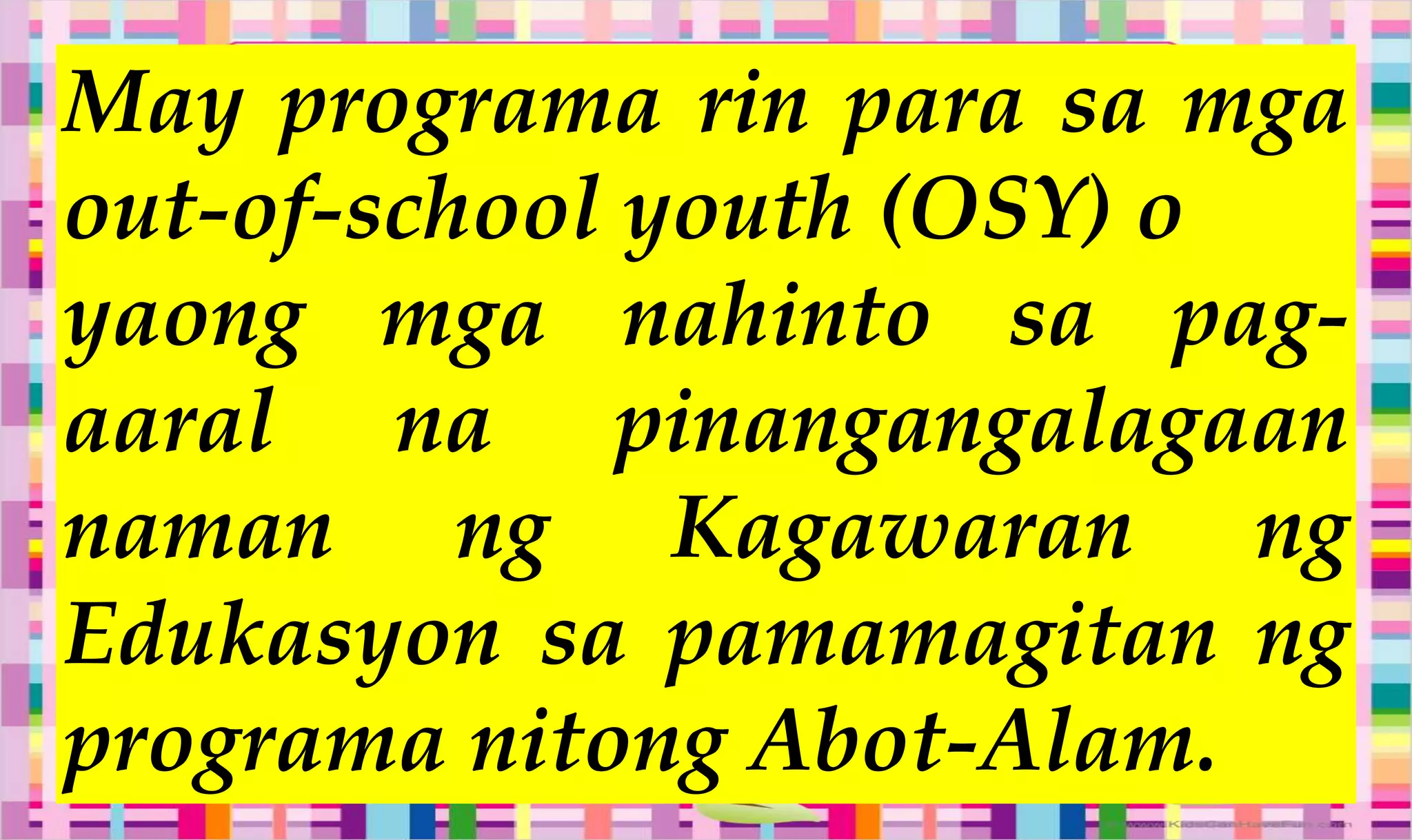 Aralin 9 yunit 3:Mga Pamamaraan ng Pagpapaunlad ng Edukasyon sa Bansa ...