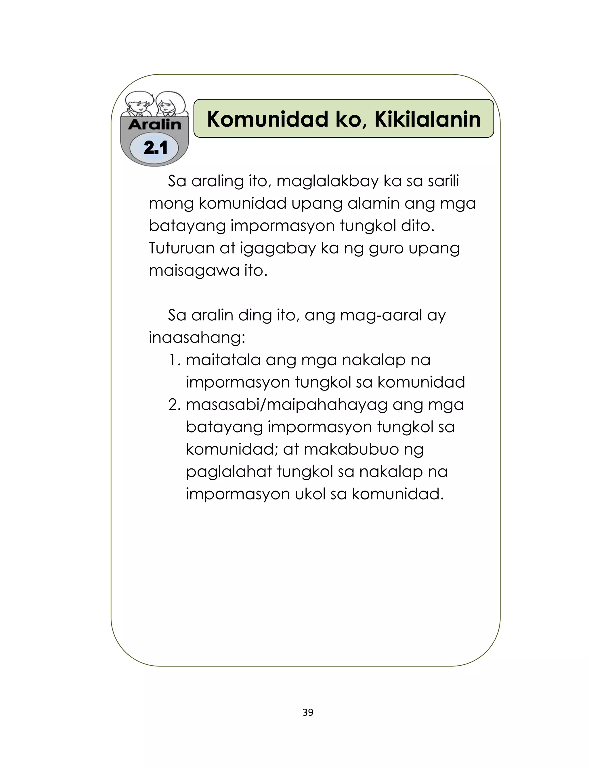 K TO 12 GRADE 2 LEARNING MATERIAL IN ARALING PANLIPUNAN | PDF