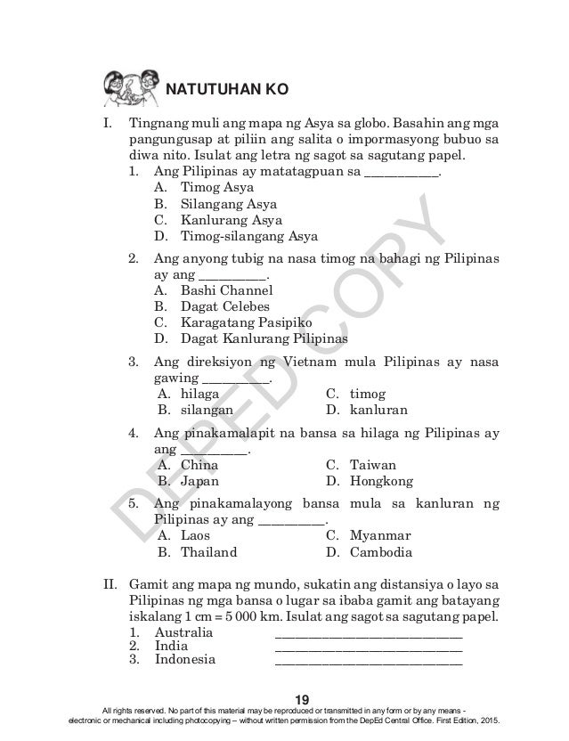 Worksheet For Grade 4 Araling Panlipunan Araling Panlipunan Samut Images