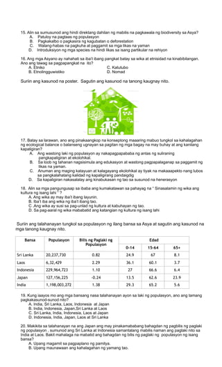 Araling Panlipunan GRADE 7 UNANG MARKAHAN EXAM | PDF